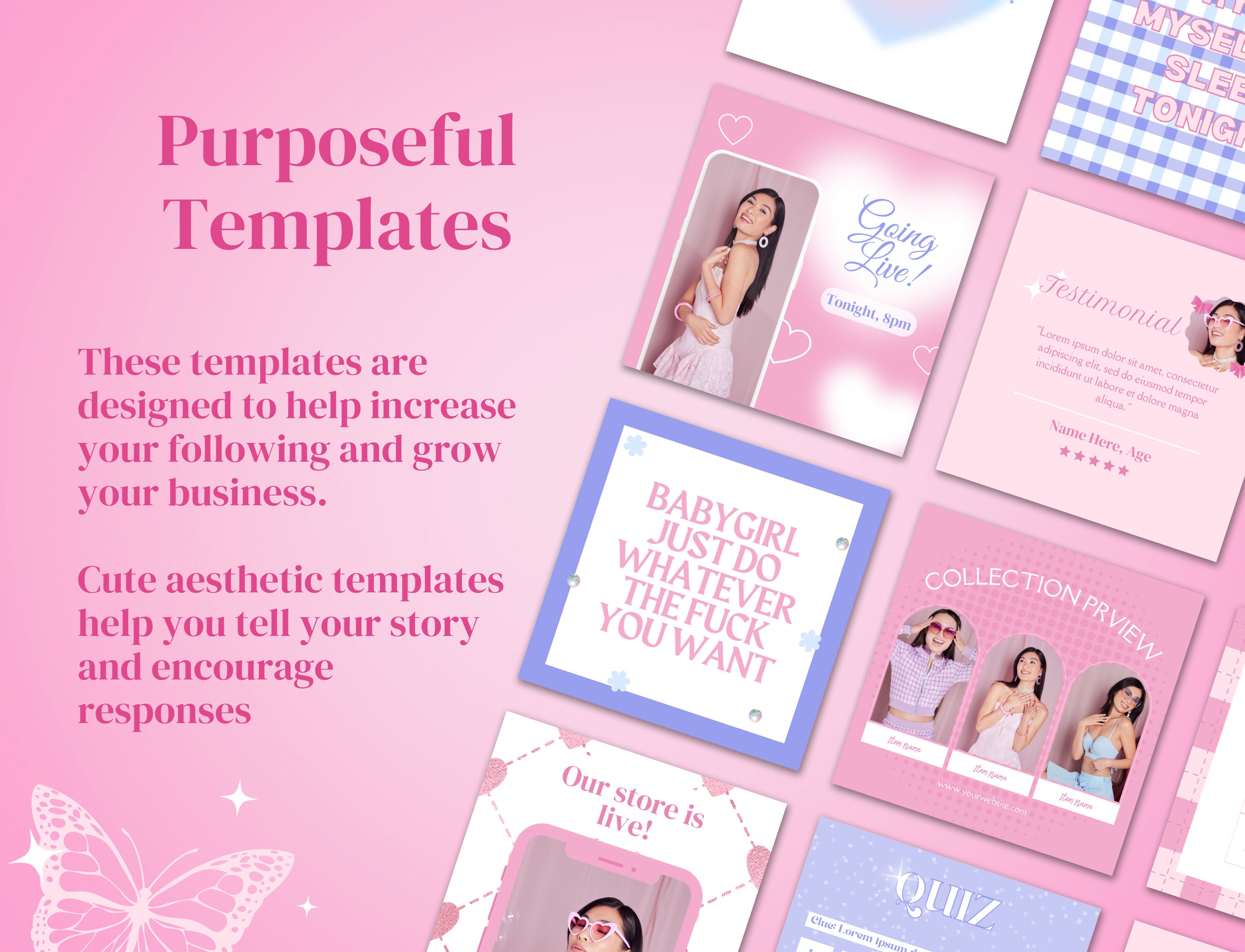 Pink Instagram Post Templates, Pastel Pink and Blue Instagram Template ...