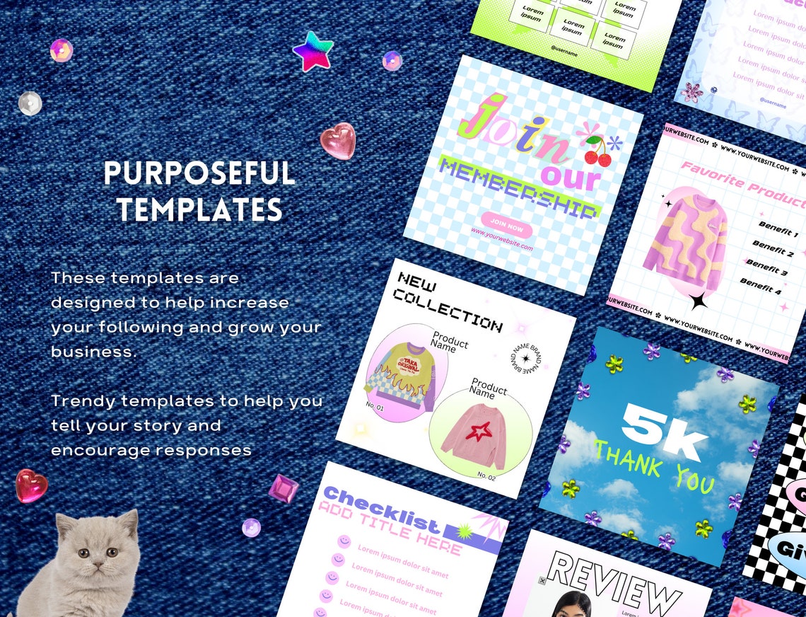 Y2K Instagram Post Template, Instagram Y2K Quotes, 2000s Editable Canva ...