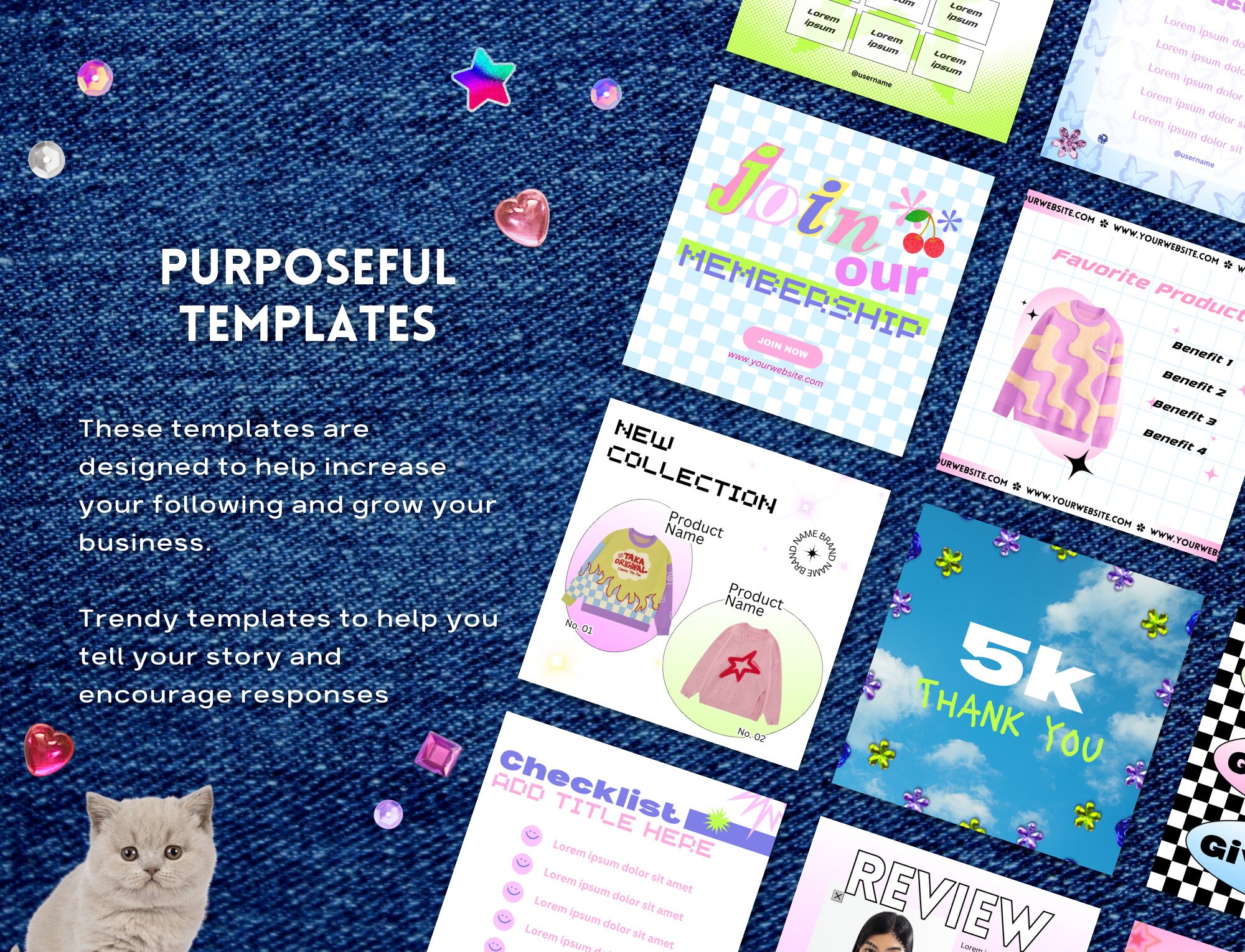 Y2K Instagram Post Template, Instagram Y2K Quotes, 2000s Editable Canva ...