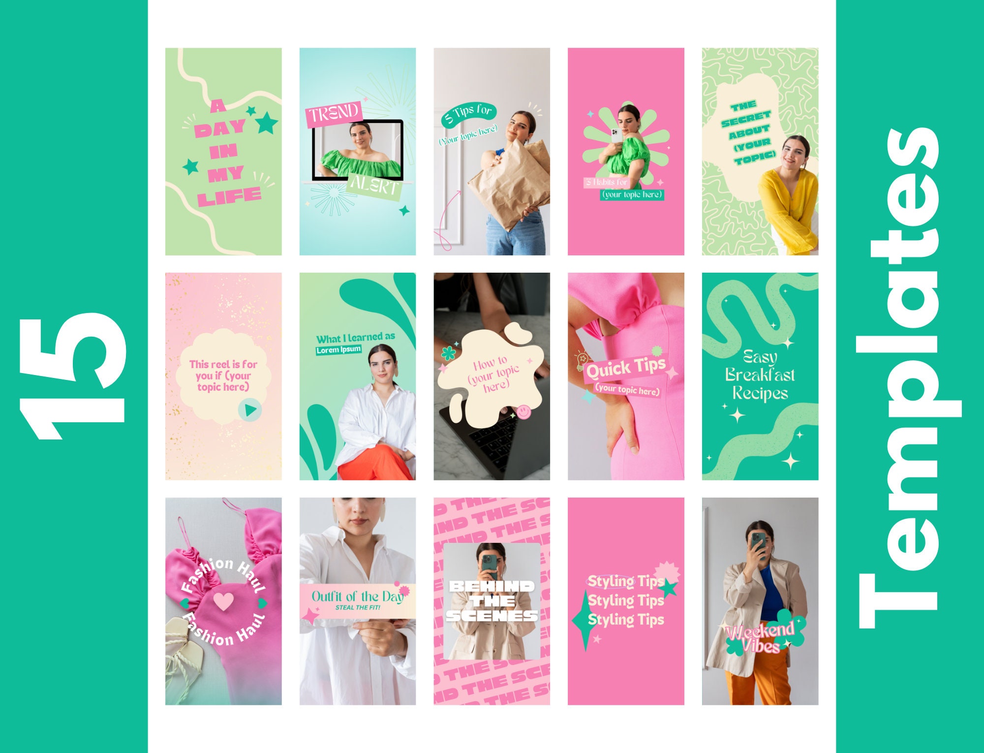 Bold Instagram Reel Cover & Story Templates, Colorful Reel Template ...
