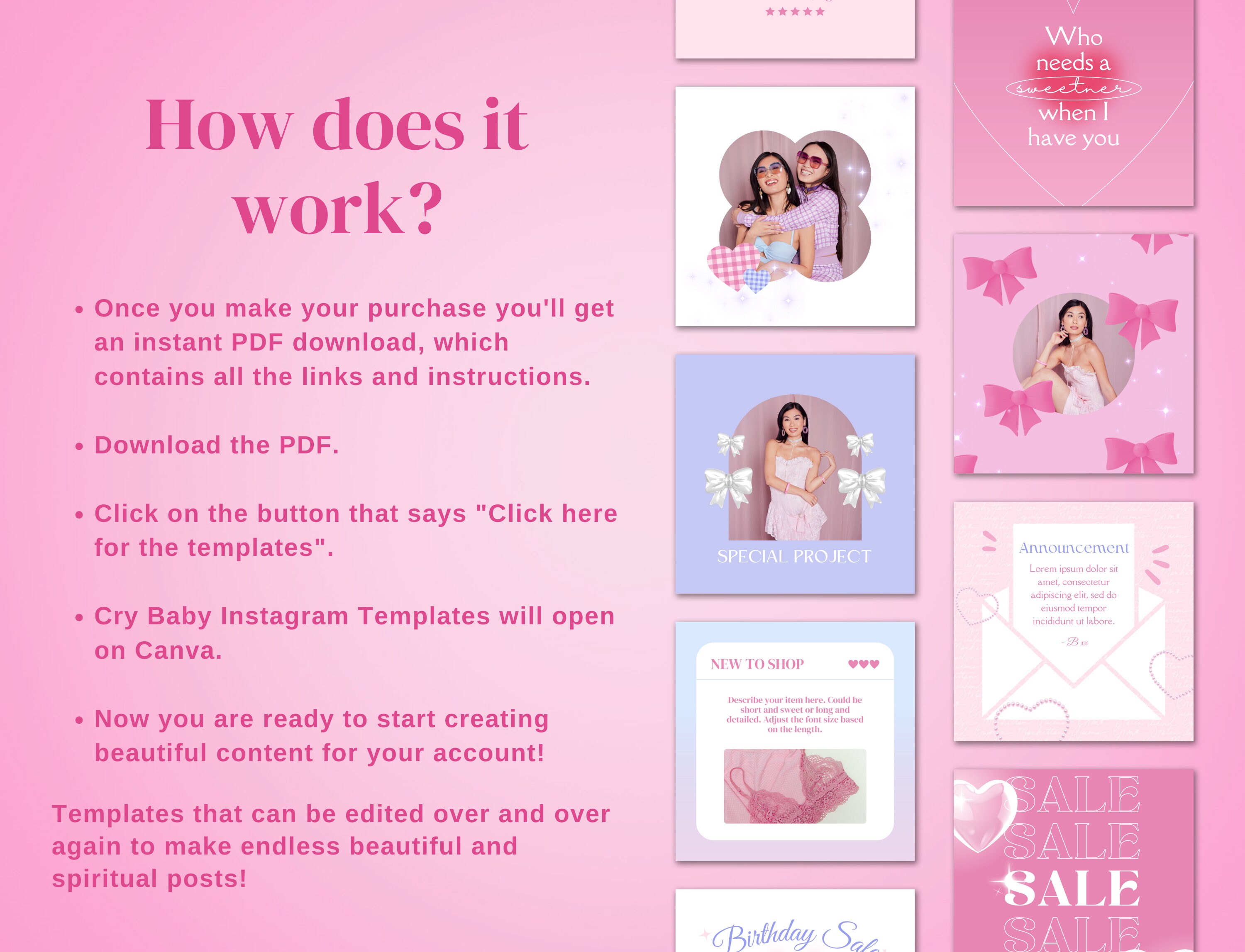 Pink Instagram Post Templates, Pastel Pink and Blue Instagram Template ...
