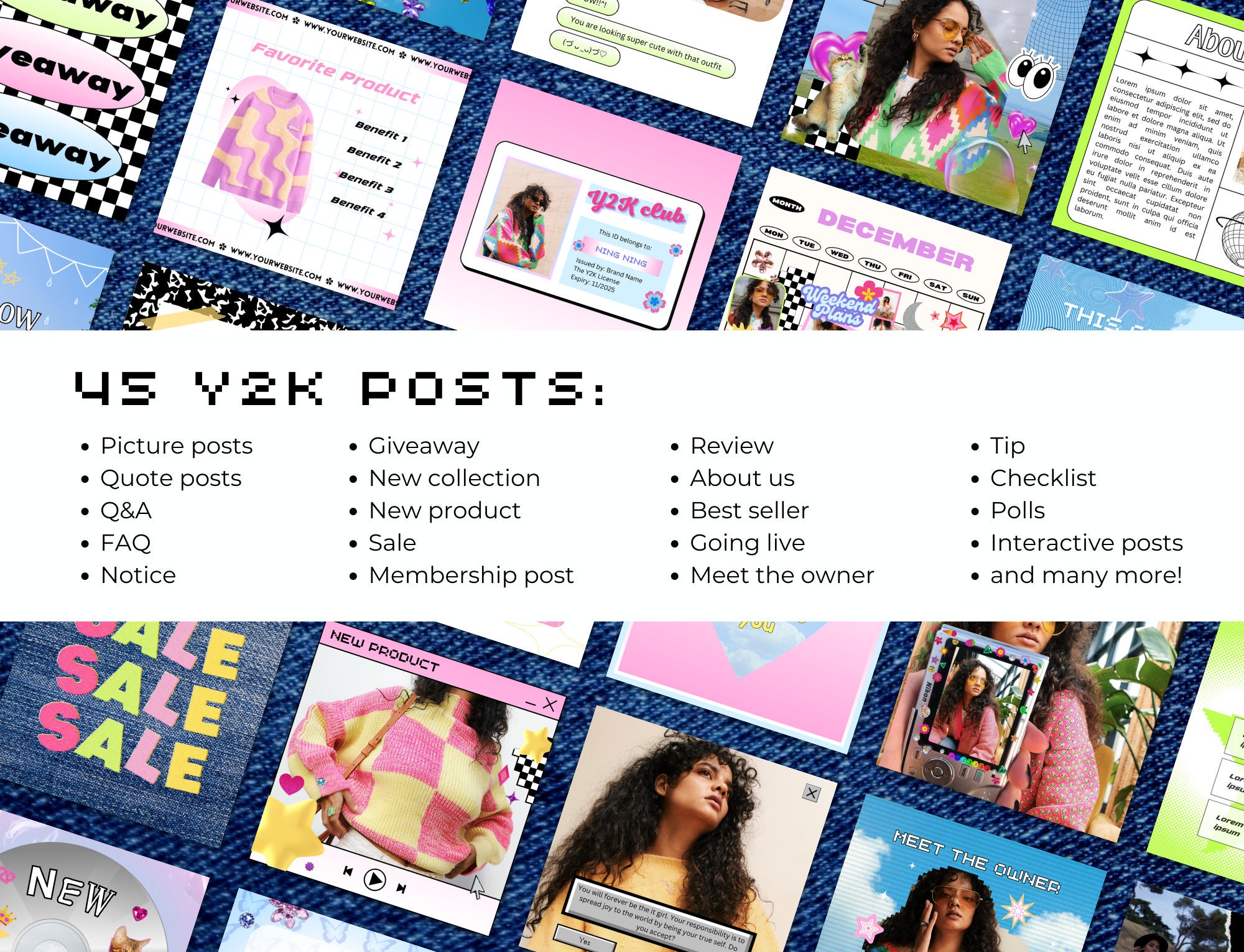 Y2K Instagram Post Template, Instagram Y2K Quotes, 2000s Editable Canva ...