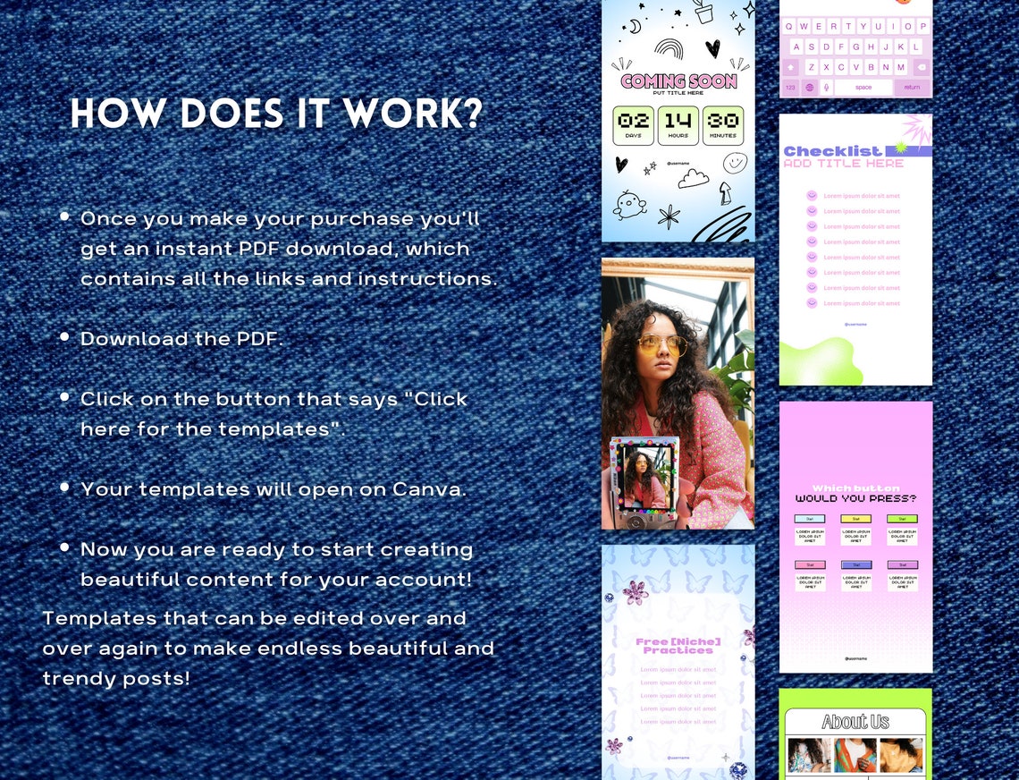 Y2K Instagram Templates, Y2K Social Media Story Templates, 90s ...