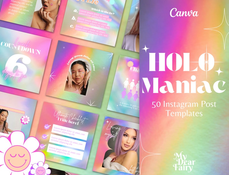 Holographic Instagram Post Templates Holo Canva Templates - Etsy