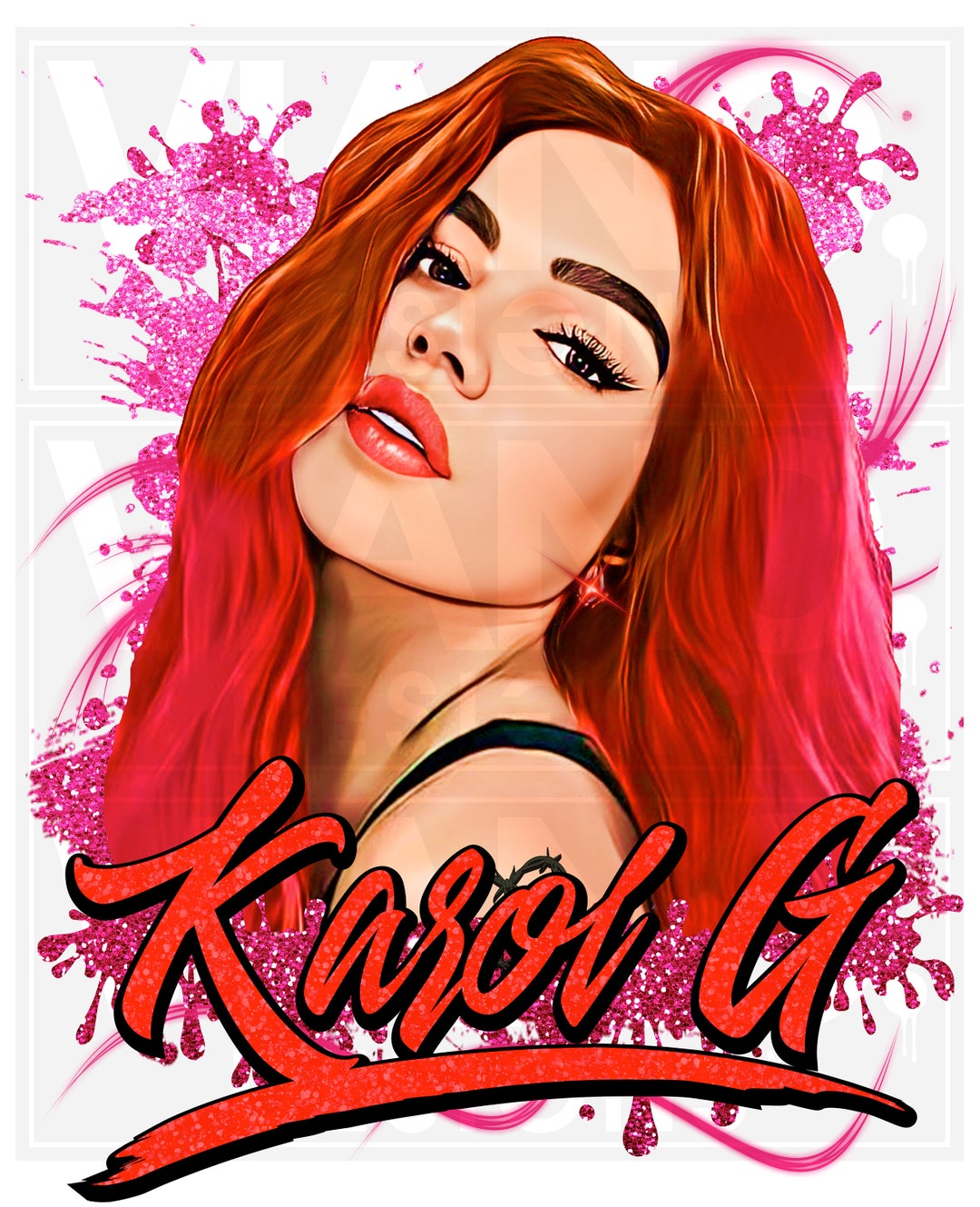 Karol G Red Hair Png Descarga digital Sublimación de archivos, Karol G PNG, Karol G Bichota PNG ...