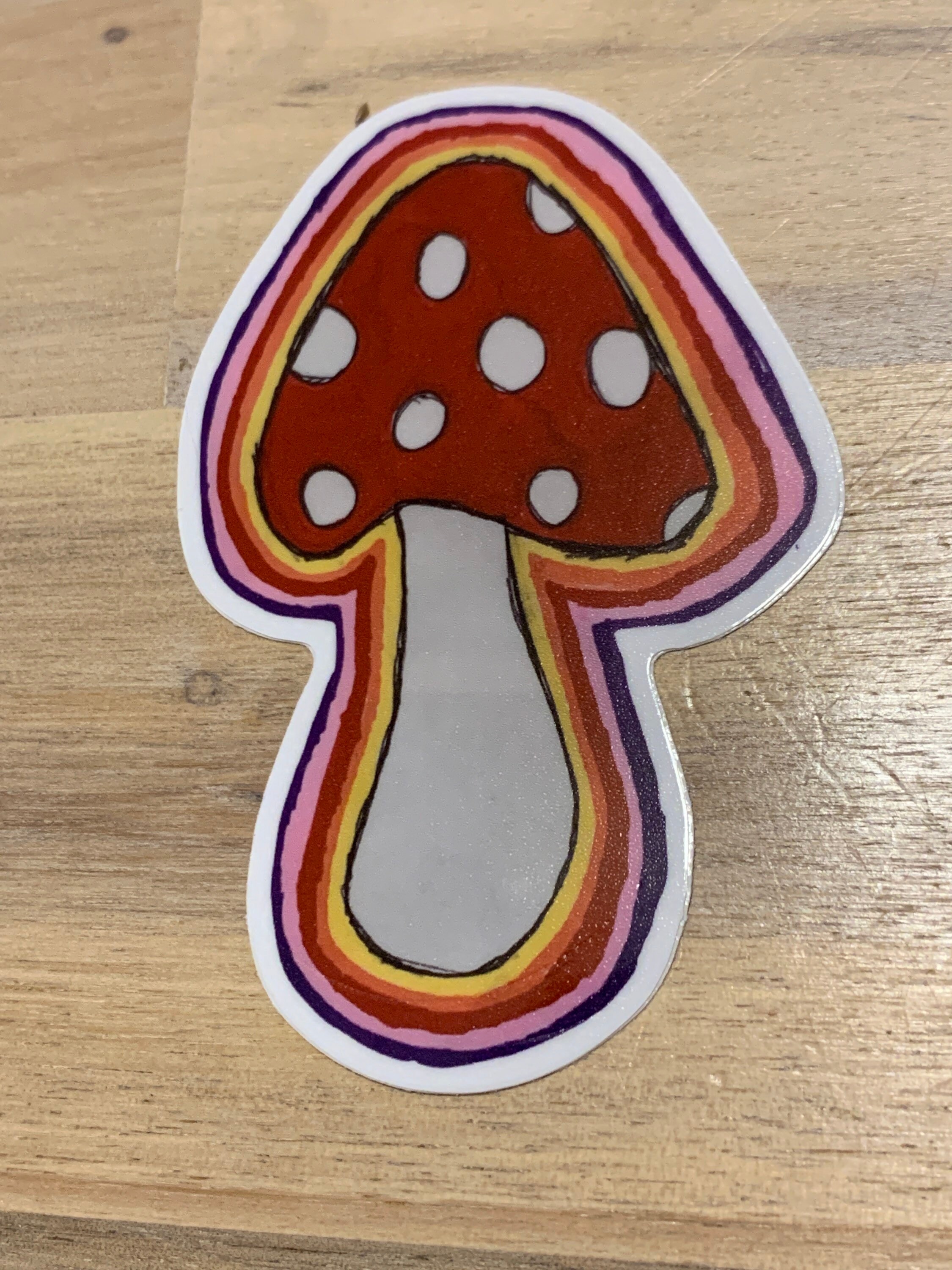 Hand Drawn Vinyl Mushroom Sticker - Etsy