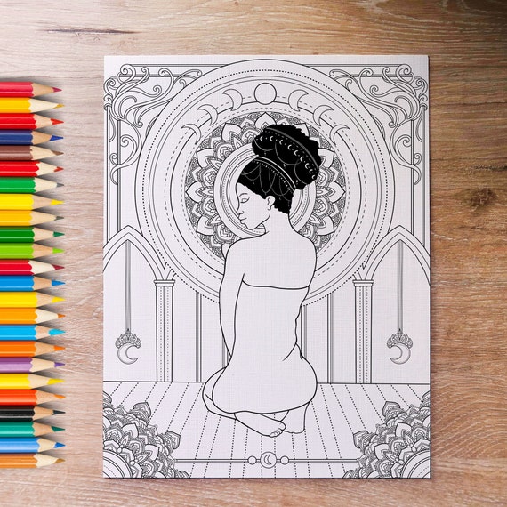 Adult Coloring Page Moon Goddess Zodiac Coloring Page - Etsy