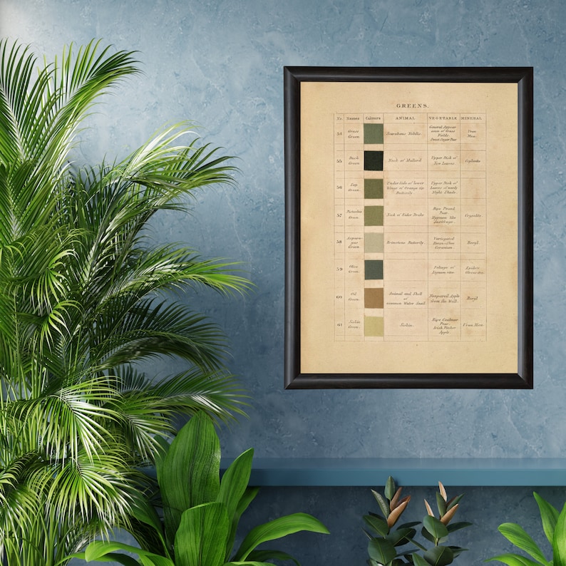 Vintage Paint Chart Poster Colors of Nature Green Vintage - Etsy
