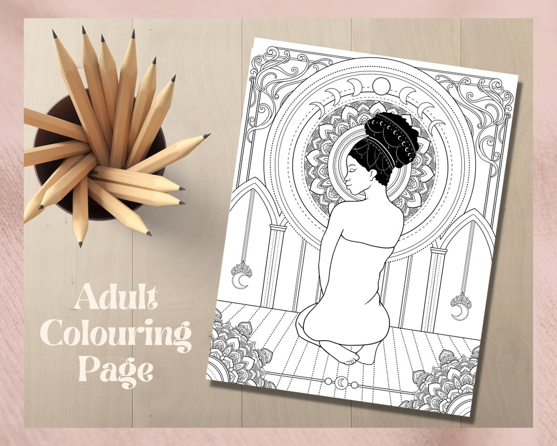 Adult Coloring Page Moon Goddess Zodiac Coloring Page - Etsy UK