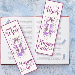 Printable Easter Bookmarks, He is Risen Easter Gift, Religious Easter ...