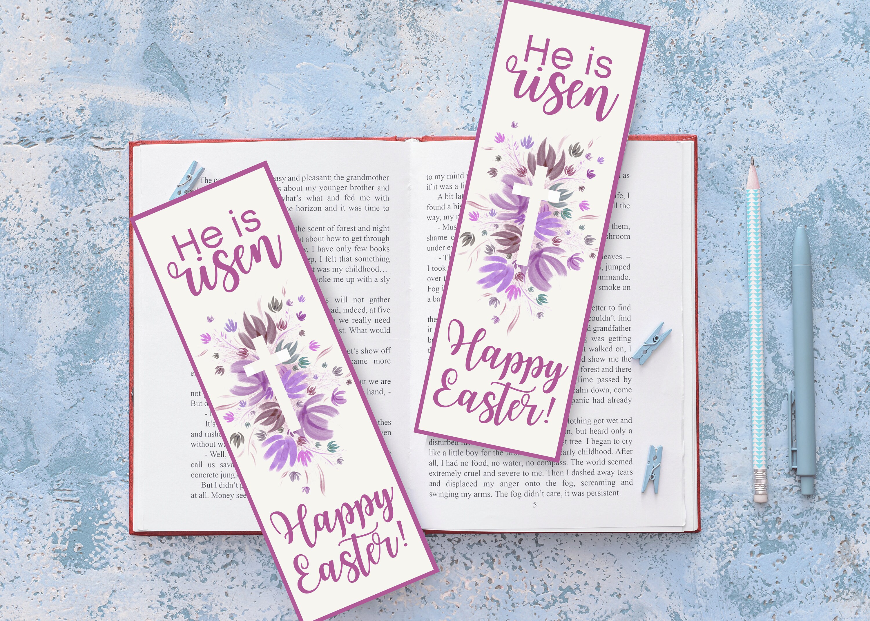 Printable Easter Bookmarks, He is Risen Easter Gift, Religious Easter ...