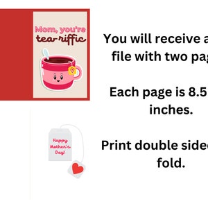 Printable Mother's Day Card, Foldable Card for Mom, Tea-riffic Card ...