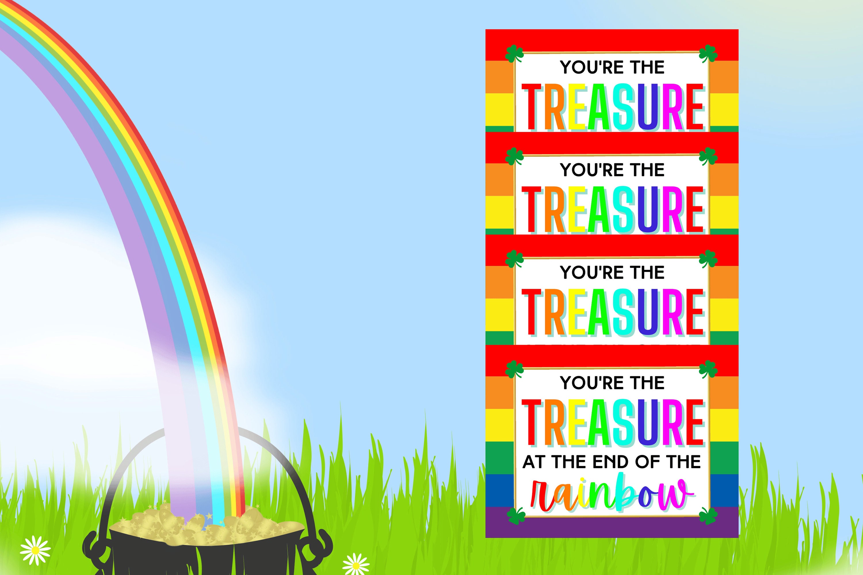 St. Patrick's Day Cards, Printable Rainbow Cards, Cards for Kids ...