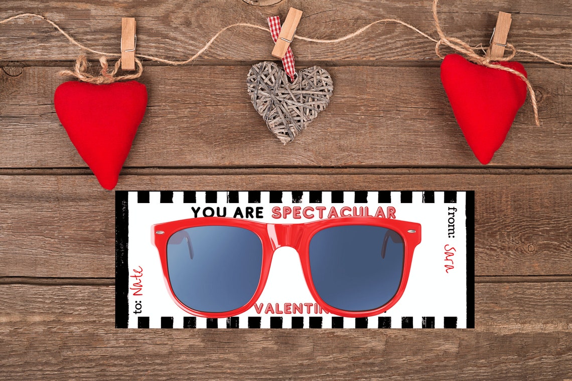 Printable Glasses Valentine Cards Glasses Themed Valentines Classroom ...