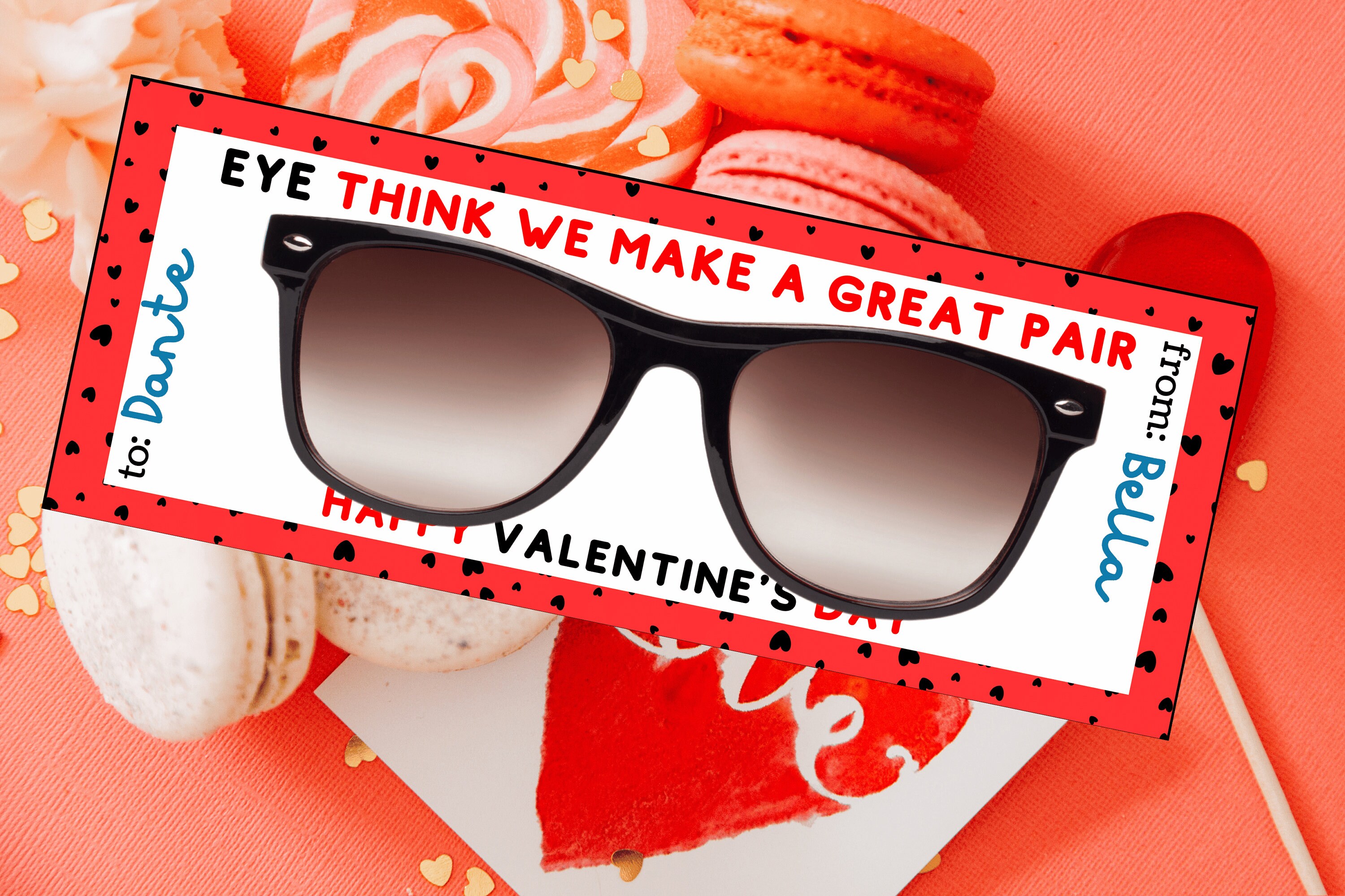 Printable Glasses Valentine Cards Glasses Themed Valentines Classroom ...