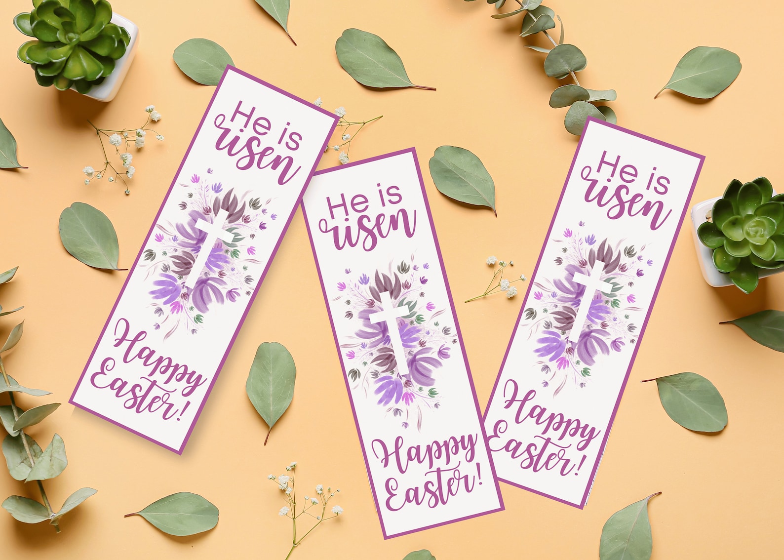 Printable Easter Bookmarks, He is Risen Easter Gift, Religious Easter ...