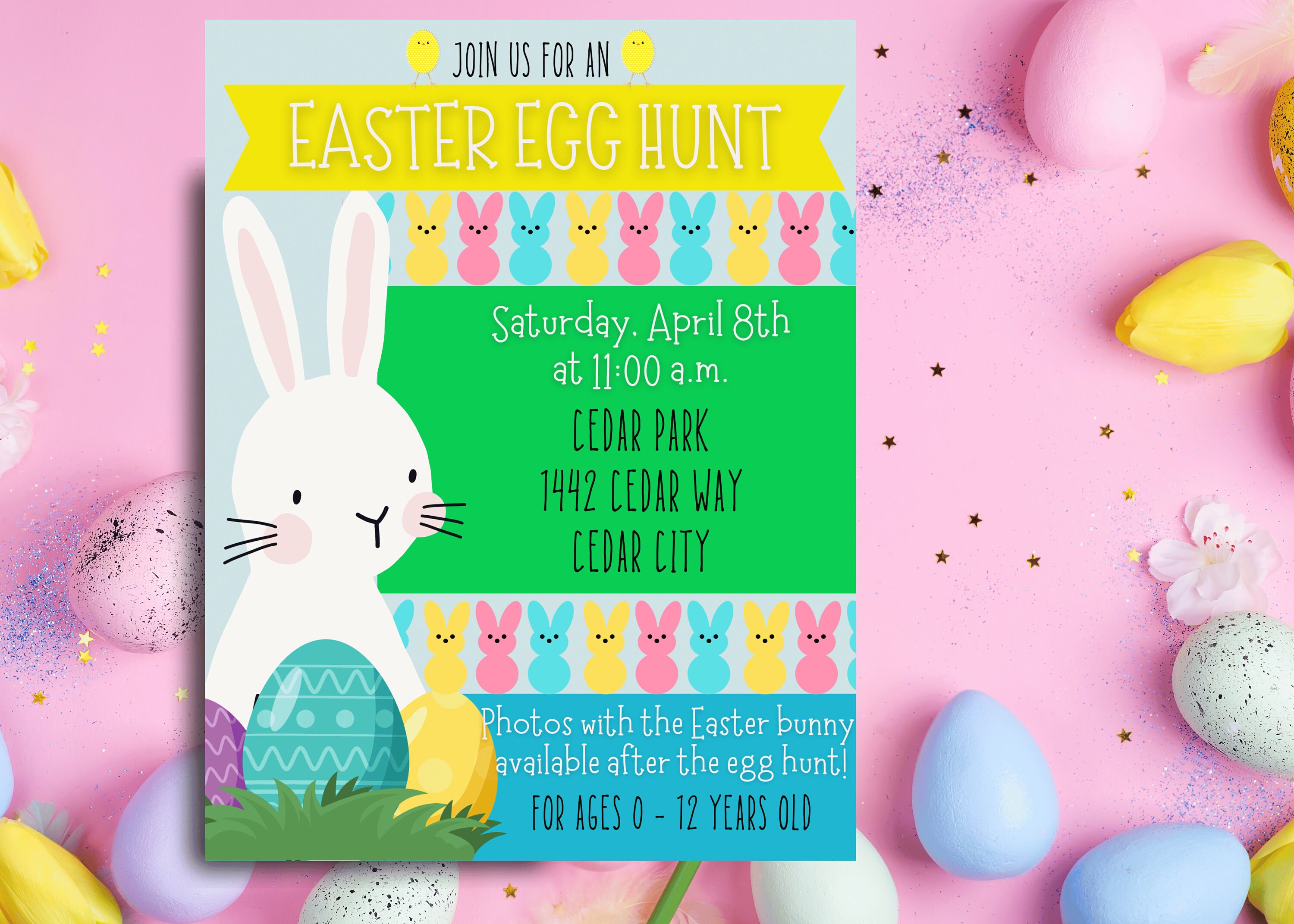 Editable Easter Egg Hunt Flyer, Canva Flyer Template for Easter ...