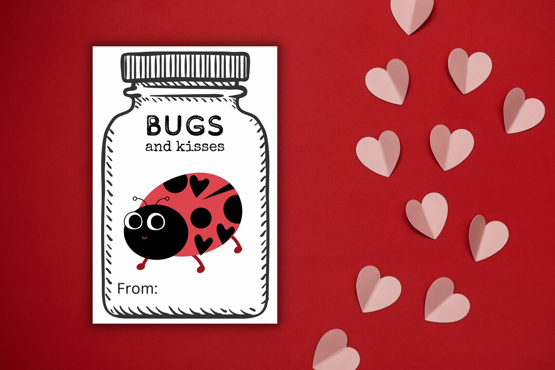 Printable Bug Valentine's Day Cards Kids Valentines - Etsy