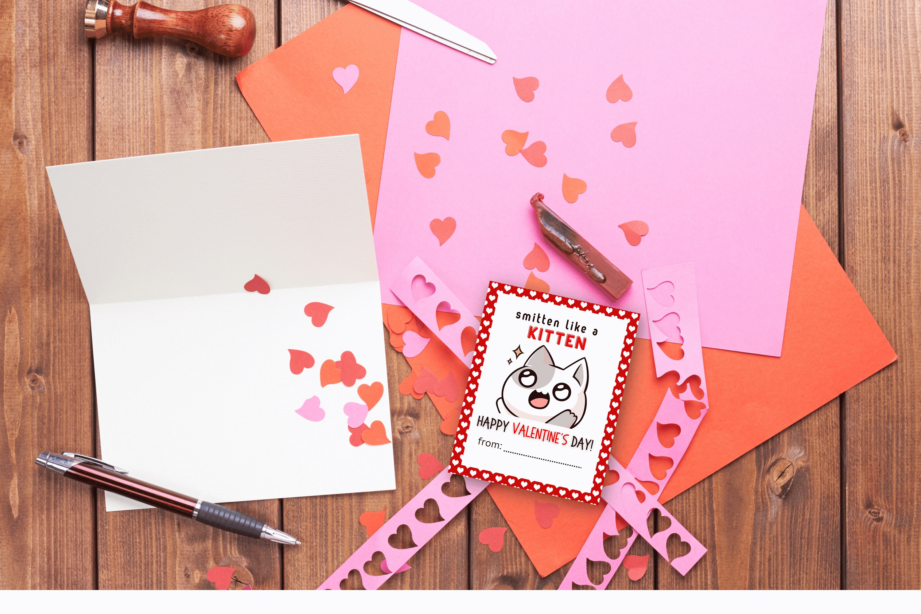 Printable Cat Valentine's Day Cards | Classroom Valentine Cards | Cat ...