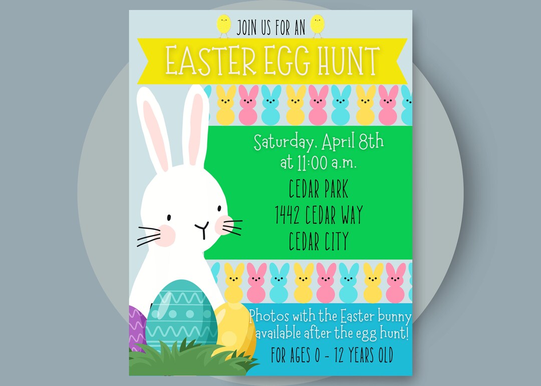 Editable Easter Egg Hunt Flyer, Canva Flyer Template for Easter ...