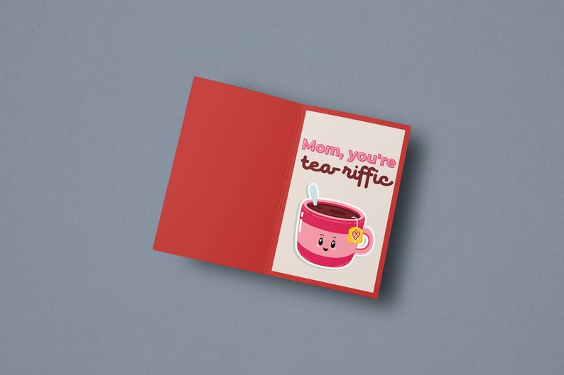 Printable Mother's Day Card, Foldable Card for Mom, Tea-riffic Card ...