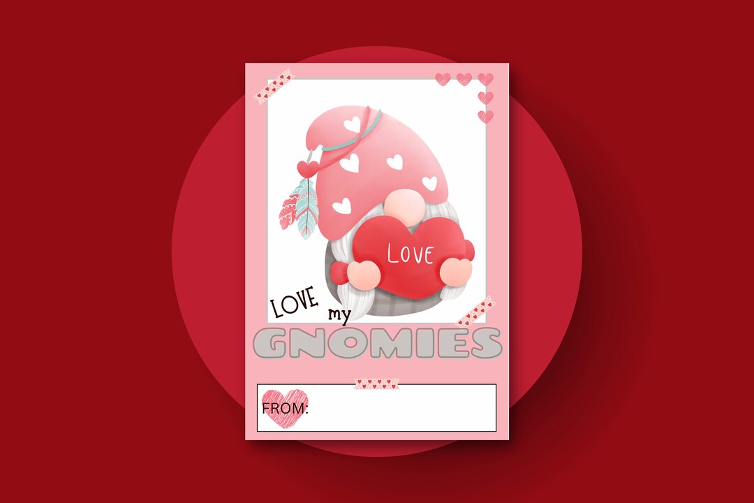 Printable Gnome Themed Valentine's Day Cards | Set of Eight Cards ...