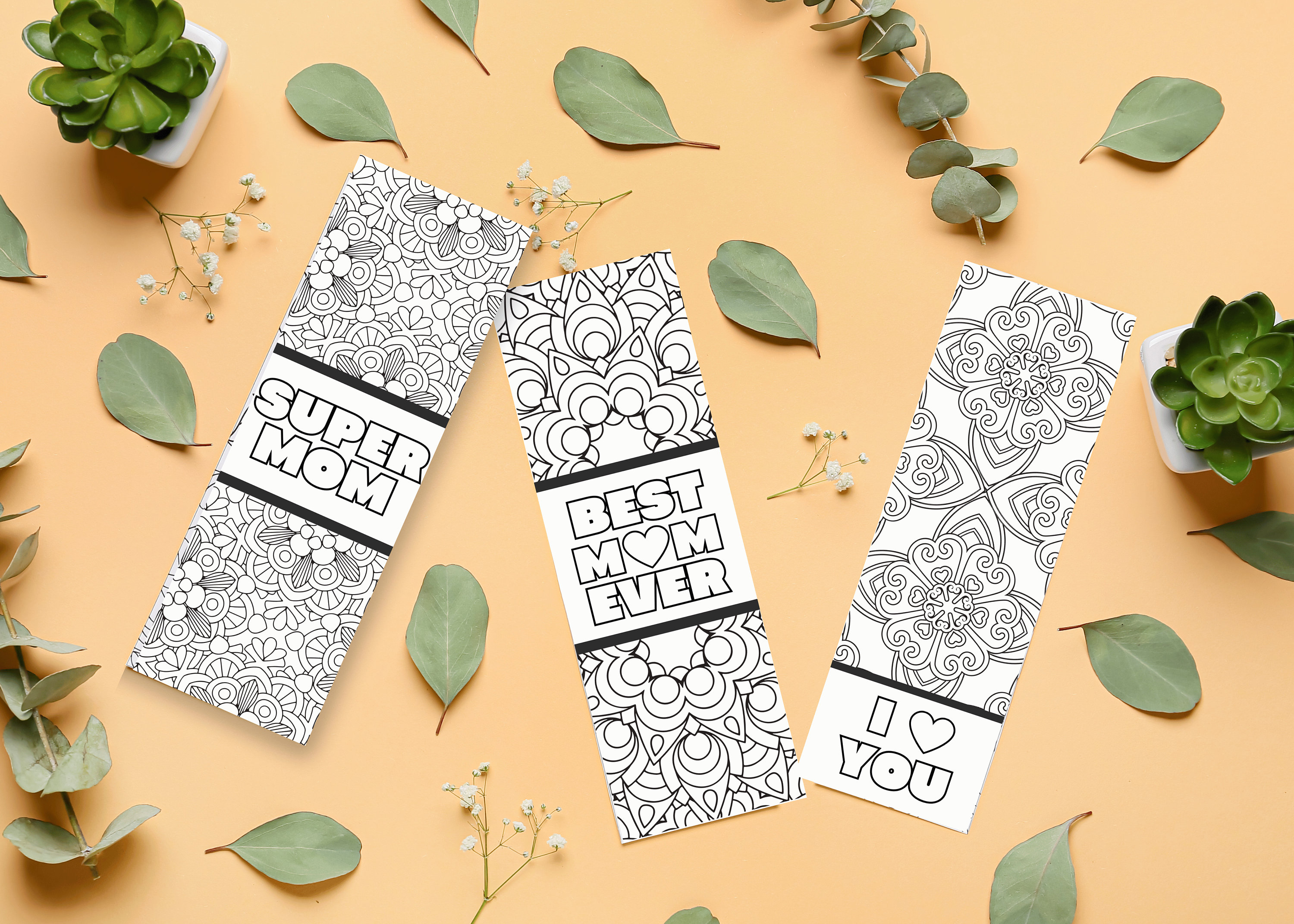 Printable Coloring Bookmarks for Mother's Day, DIY Mother's Day Gift ...