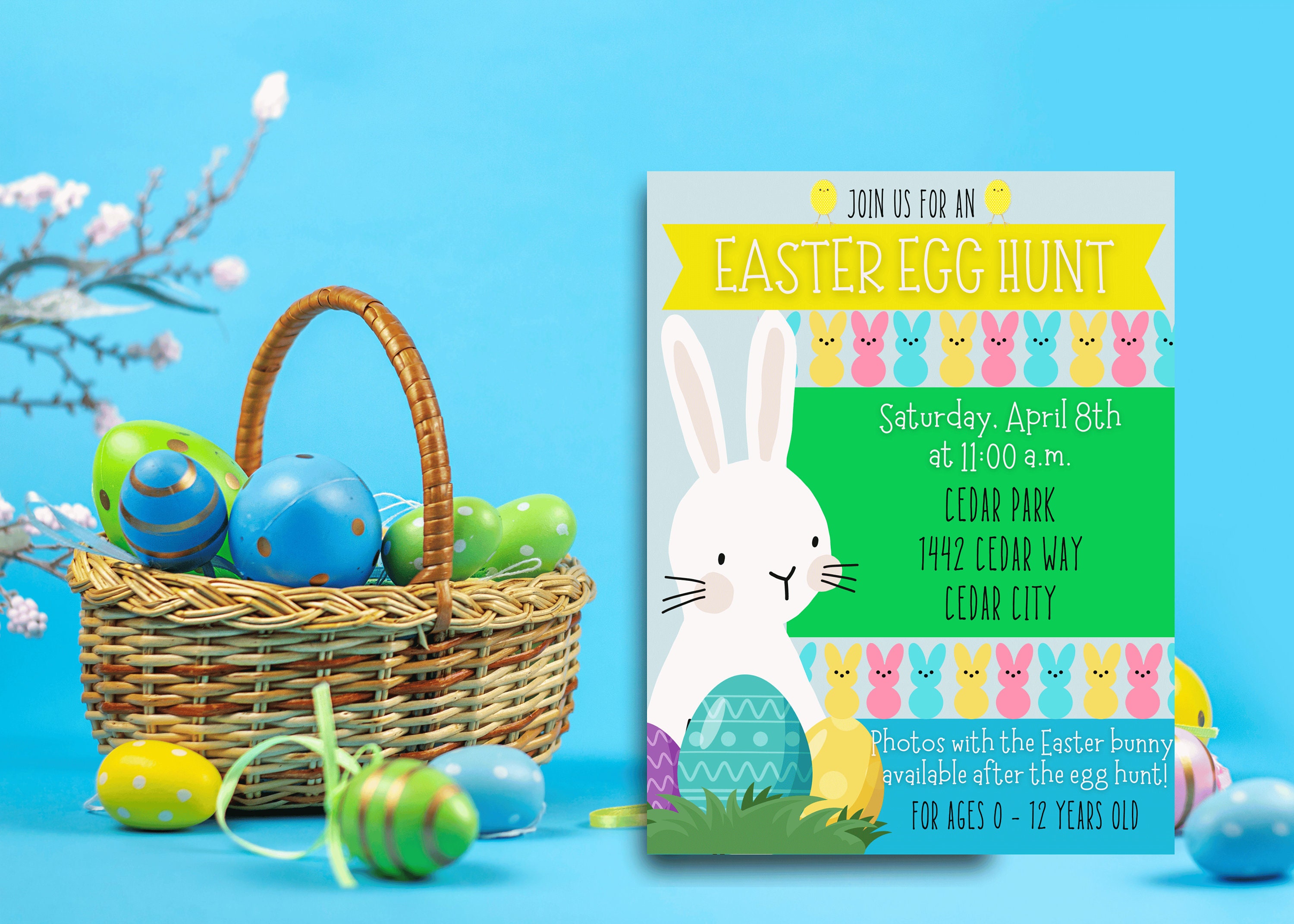 Editable Easter Egg Hunt Flyer, Canva Flyer Template for Easter ...