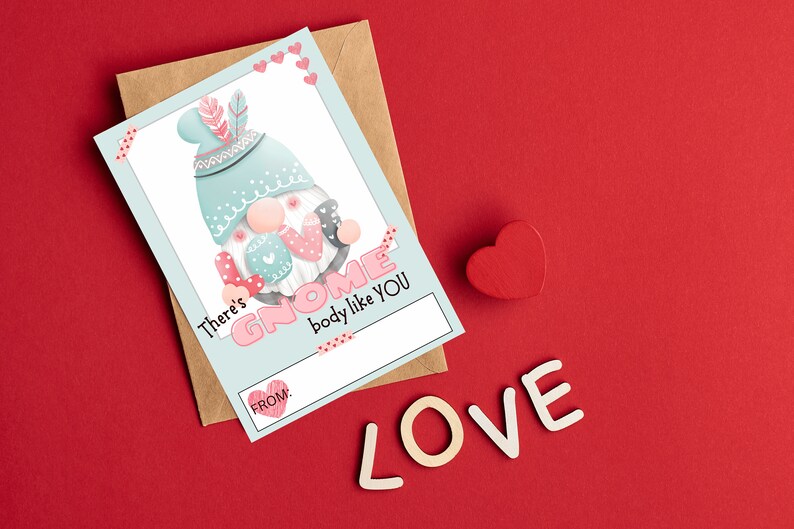 Printable Gnome Themed Valentine's Day Cards Set of Eight Cards Gnome ...