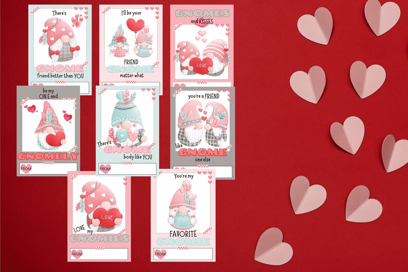 Printable Gnome Themed Valentine's Day Cards | Set of Eight Cards ...
