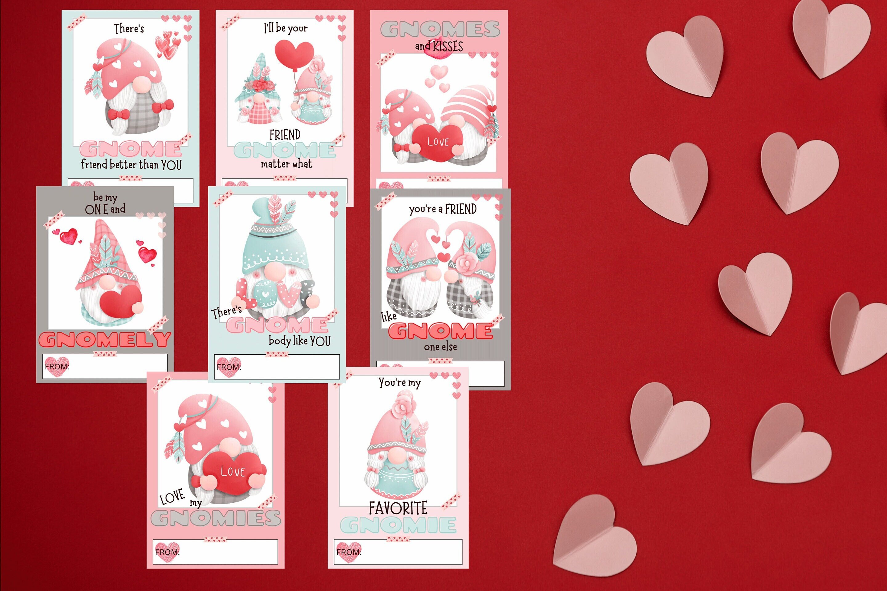 Printable Gnome Themed Valentine's Day Cards | Set of Eight Cards ...