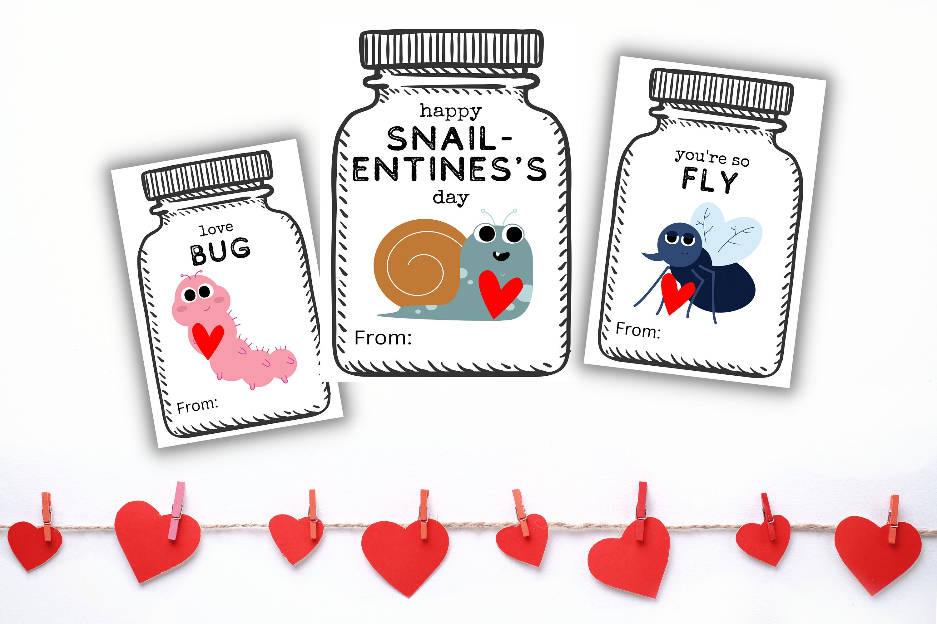 Printable Bug Valentine's Day Cards Kids Valentines - Etsy
