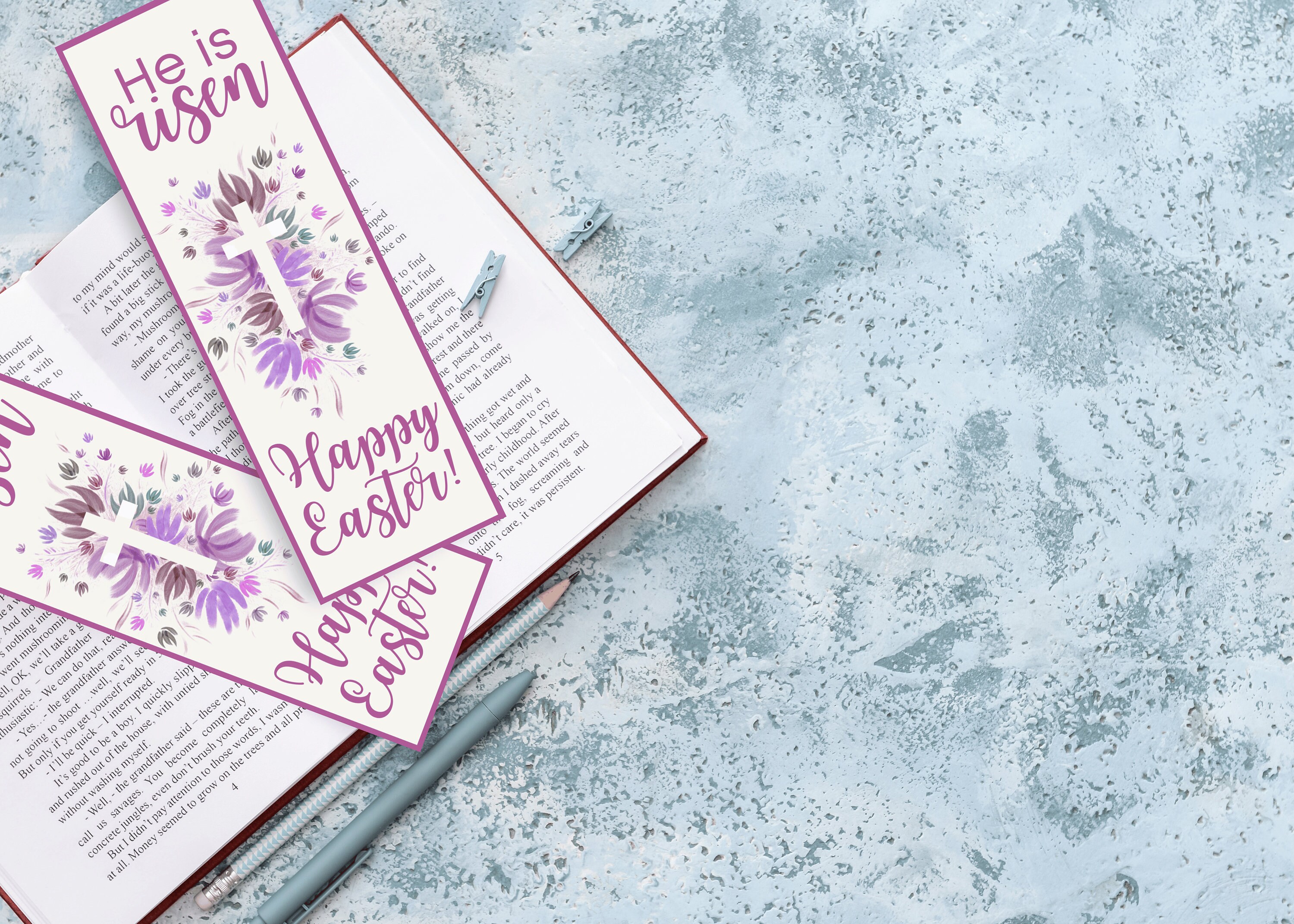 Printable Easter Bookmarks, He is Risen Easter Gift, Religious Easter ...