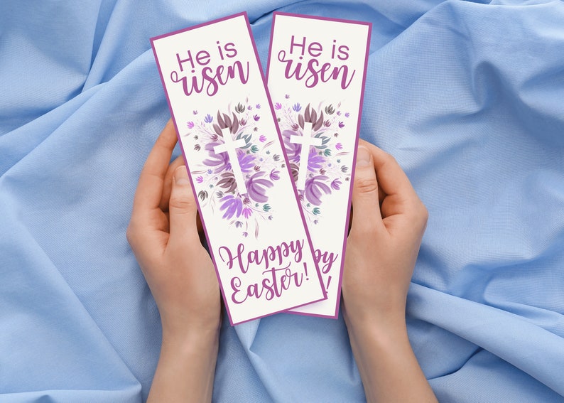 Printable Easter Bookmarks, He is Risen Easter Gift, Religious Easter ...