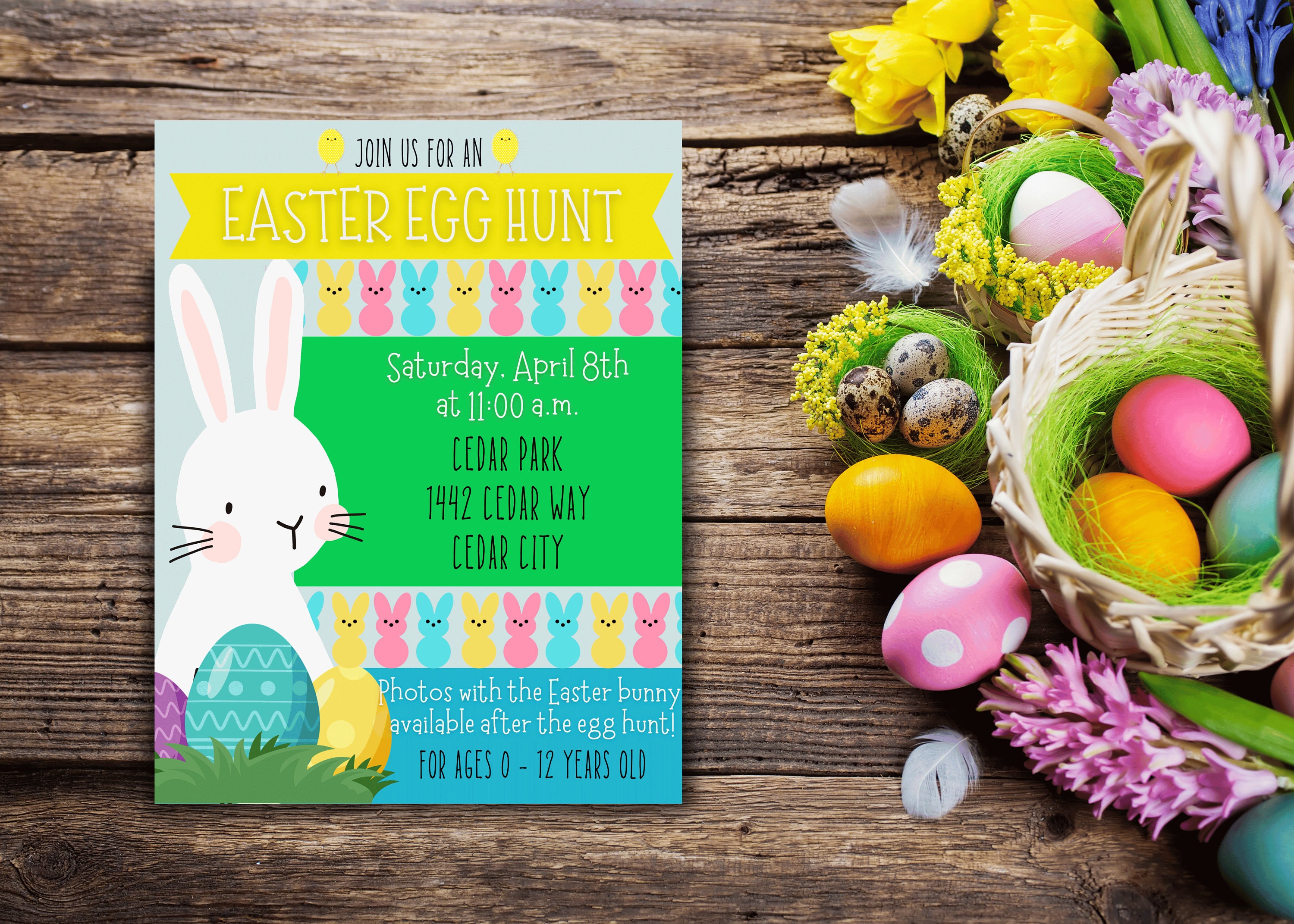 Editable Easter Egg Hunt Flyer, Canva Flyer Template for Easter ...