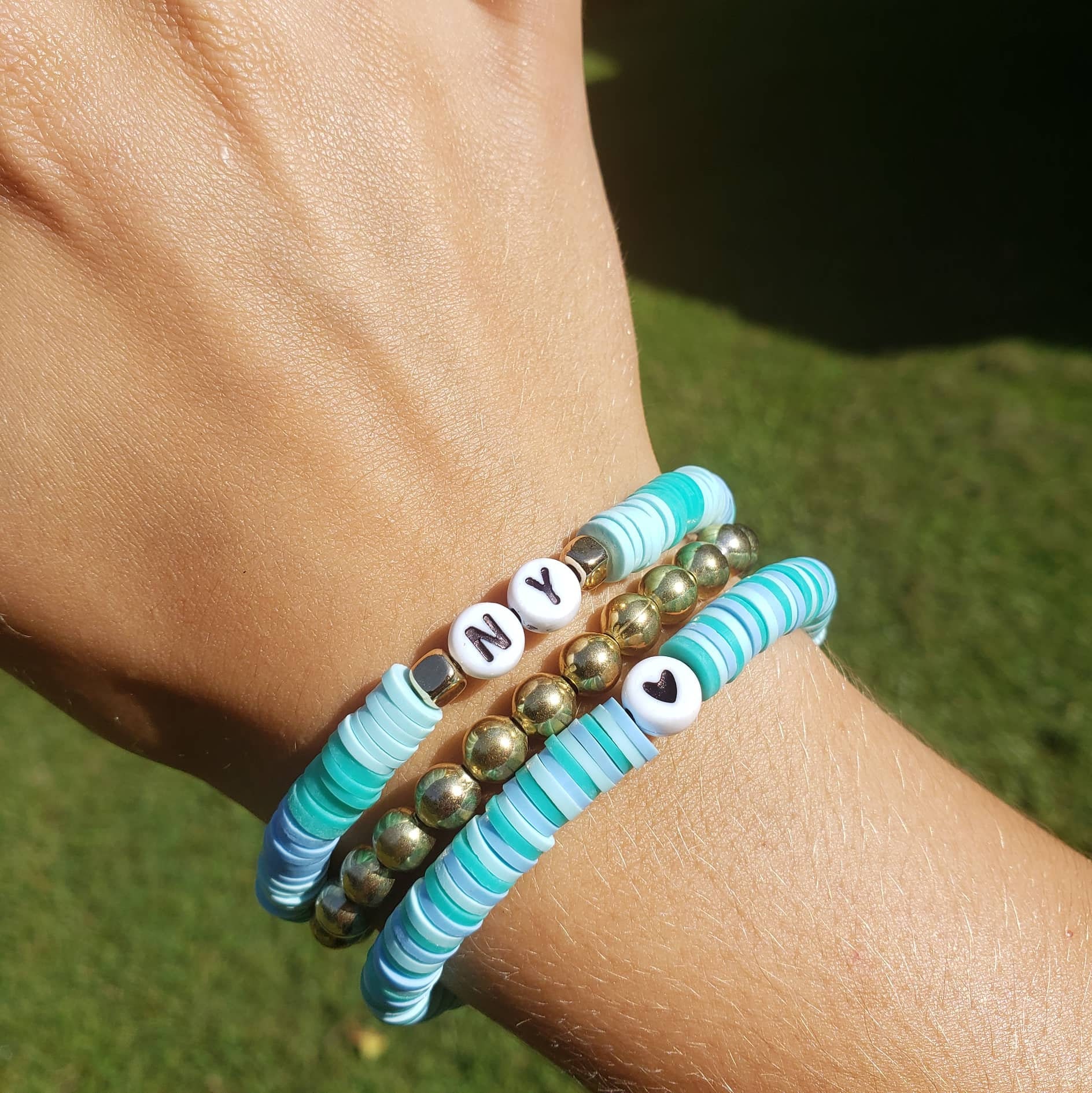 Custom Name Bracelet Pack/custom Stacker Bracelets/ Custom Clay Bead ...