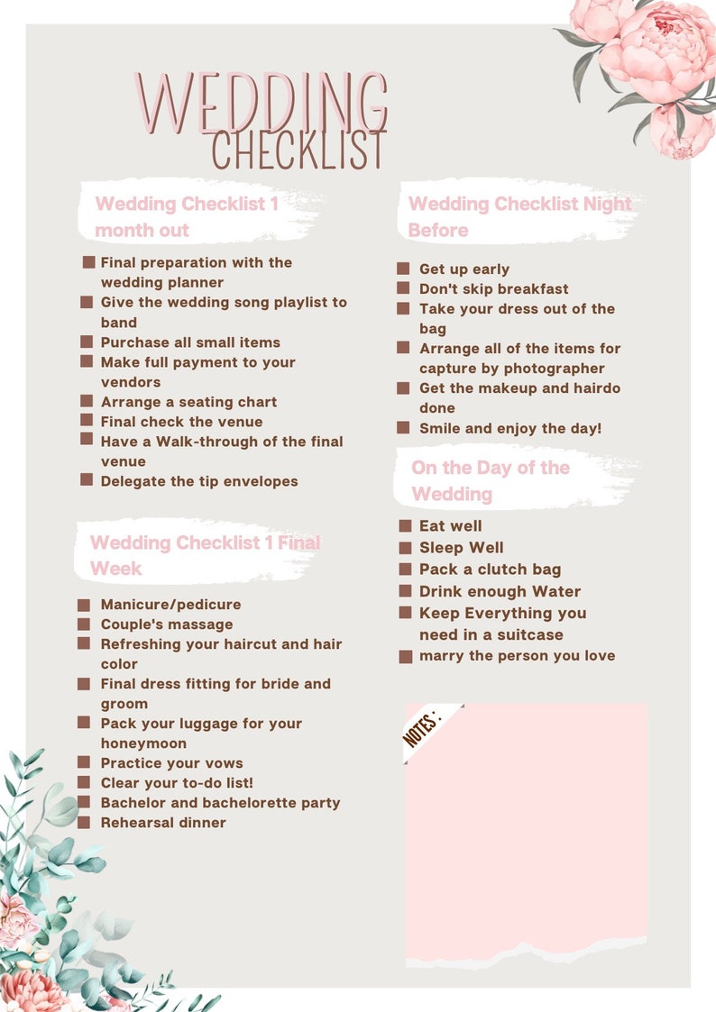Wedding Checklist - Etsy
