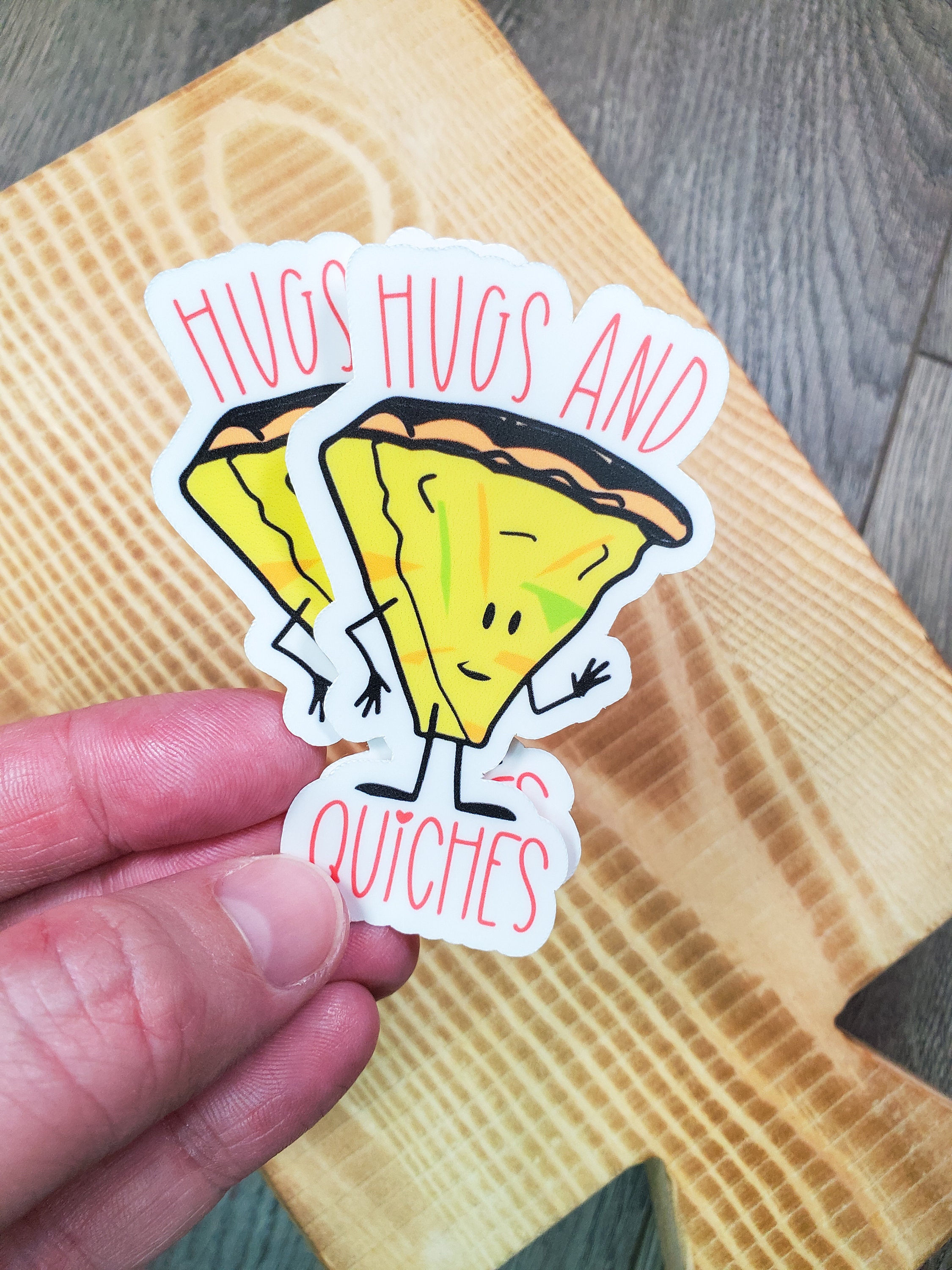 Hugs and Quiches Sticker Food Cute Funny Pun Sticker - Etsy