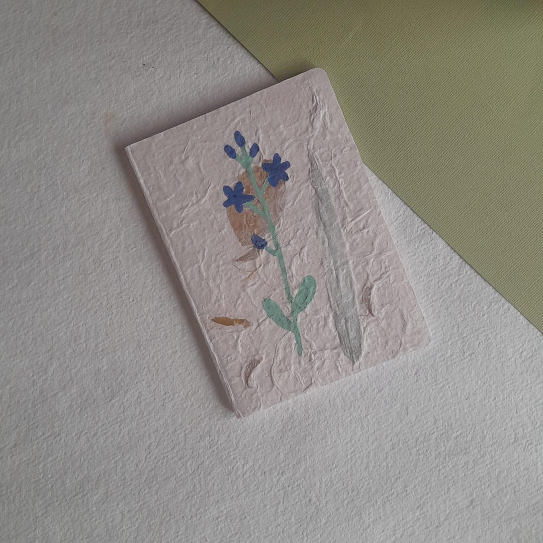 Handmade Cute Forget-me-not Flower Minimal Painted Book Notebook ...