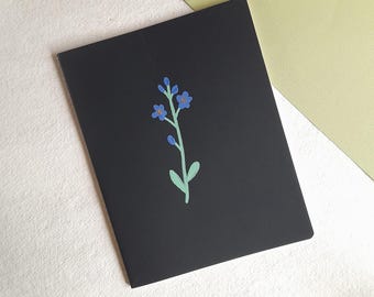 Handmade Cute Forget-me-not Flower Minimal Painted Book Notebook ...