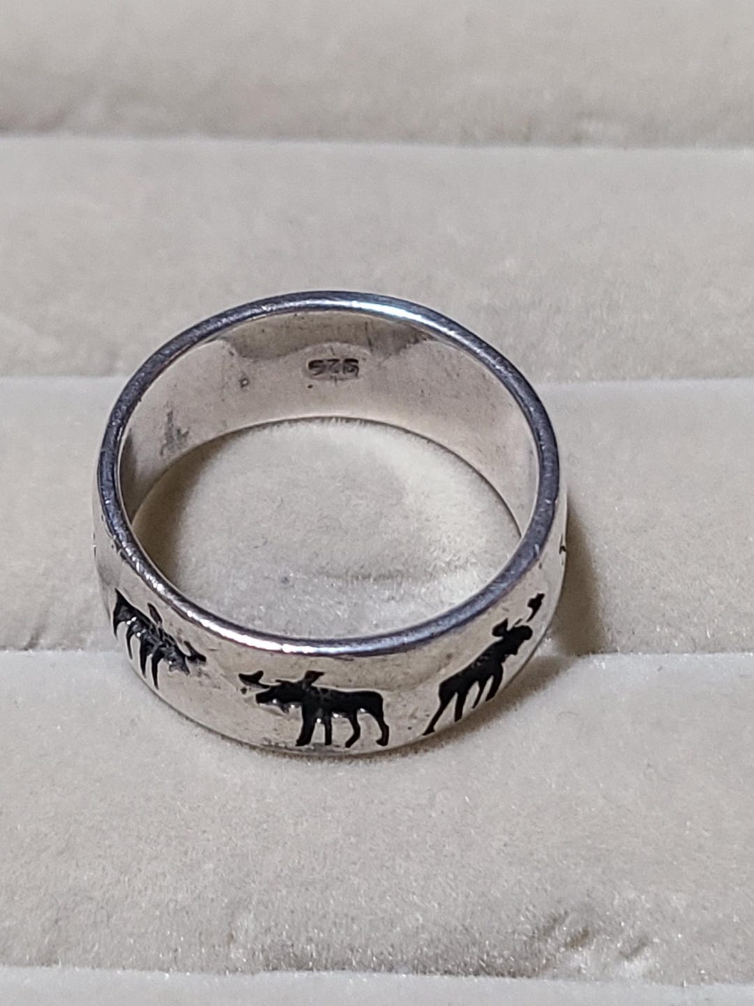 STERLING ELK MOOSE Ring Size 7.5 Vintage 925 Silver-buck Stag Deer ...