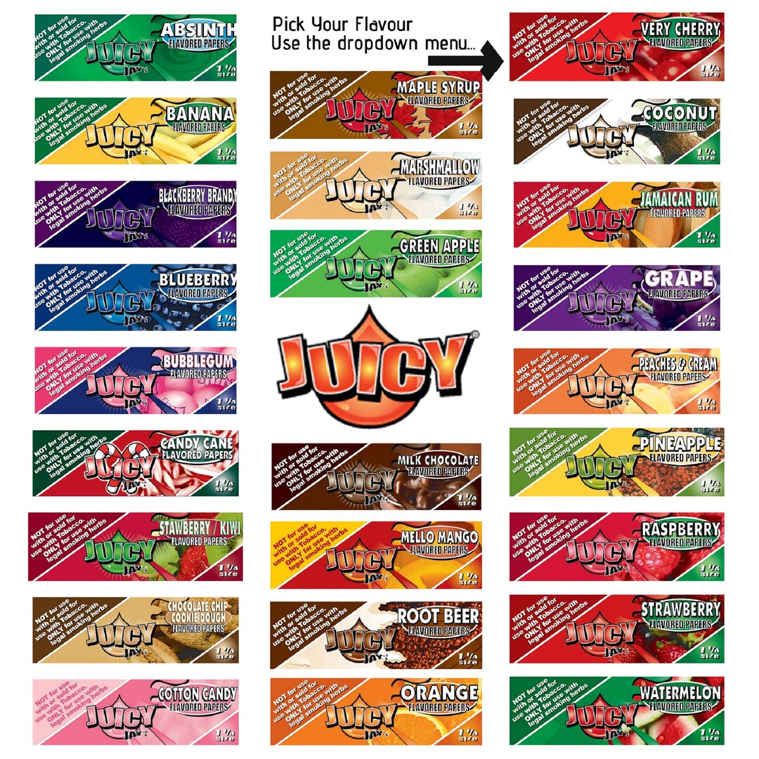 Juicy Jays Flavoured Rolling Papers 1 1/4 Size - Etsy Canada