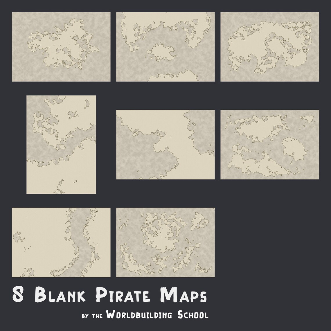 8 Blank Pirate Maps | Draw Your Own Map for TTRPG Games | Worldbuilding ...