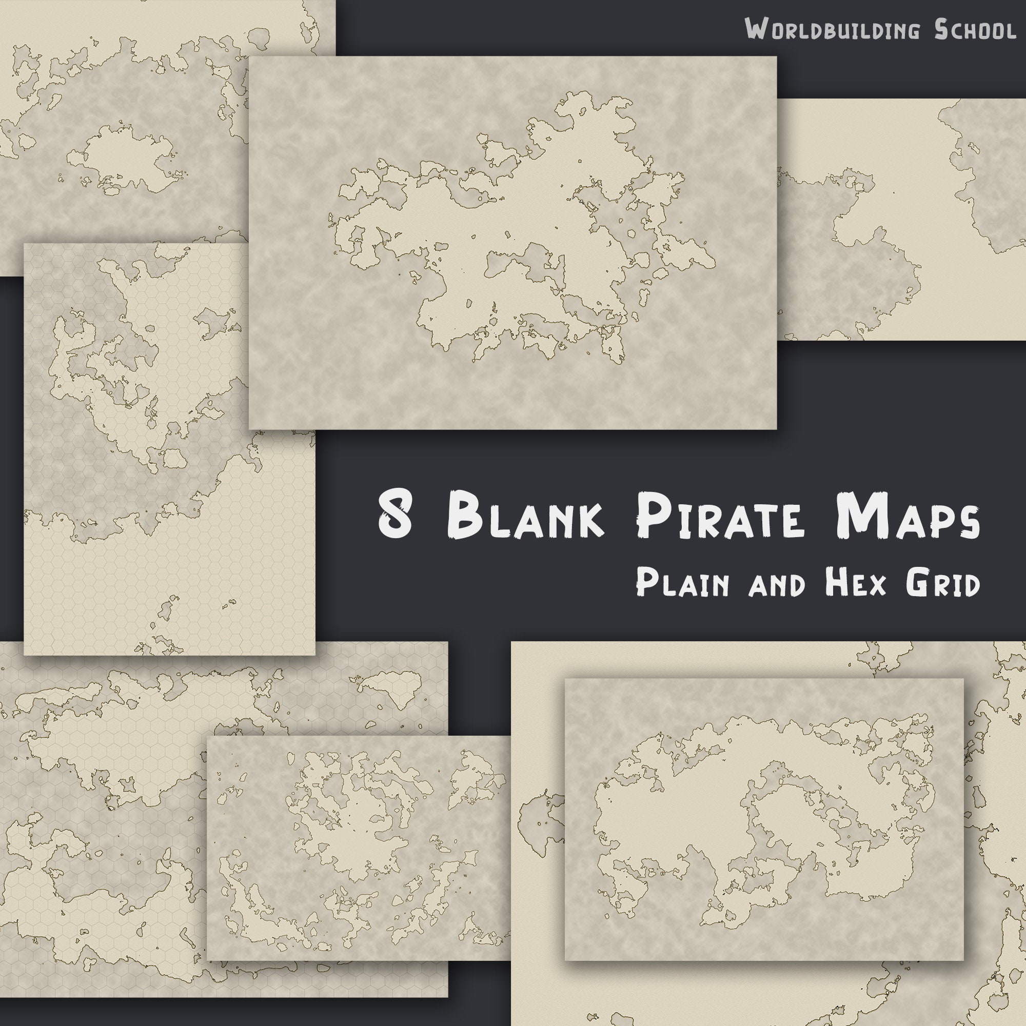 8 Blank Pirate Maps | Draw Your Own Map for TTRPG Games | Worldbuilding ...