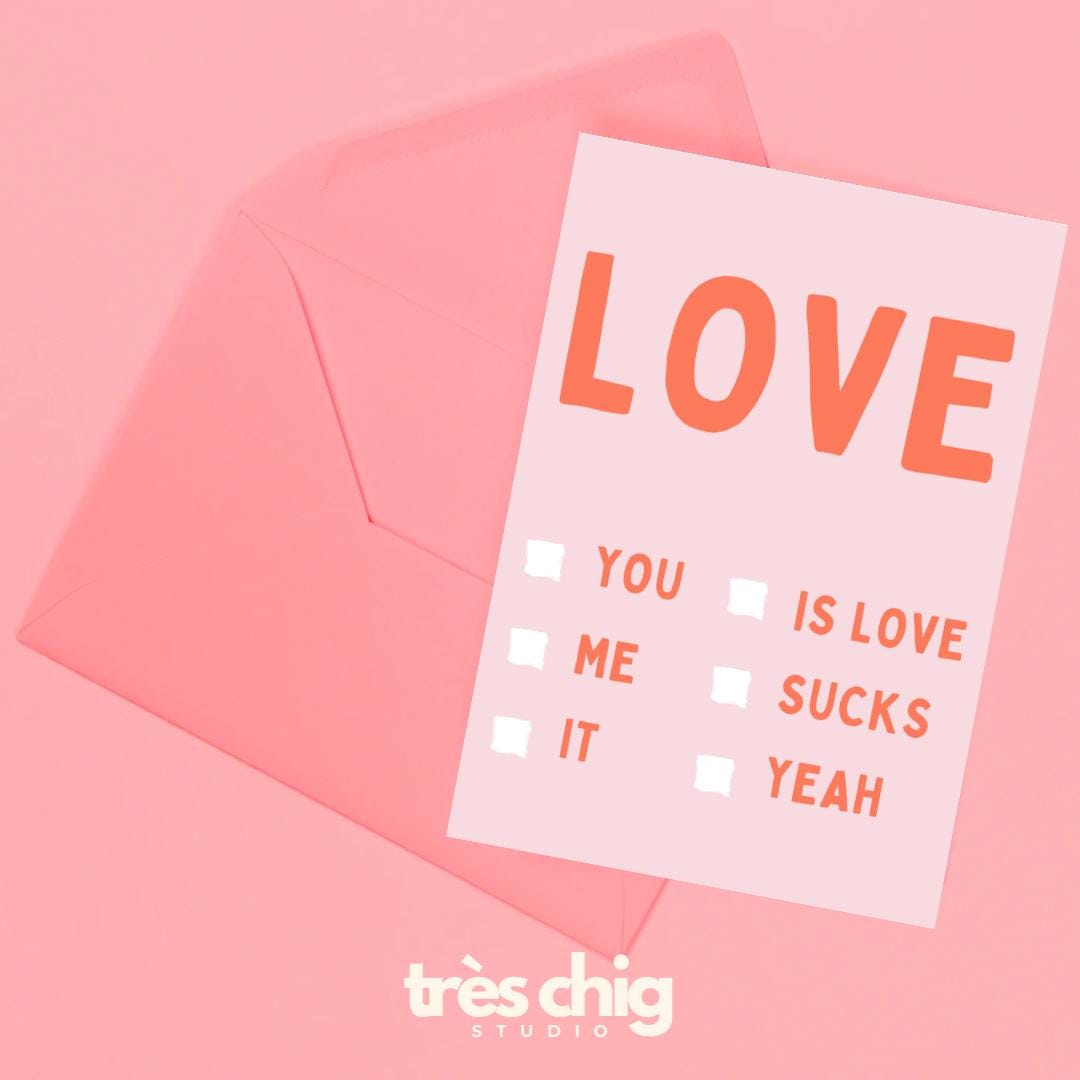 LOVE Checklist Postcard – Pink Typo, A6, 300 G/meter Recycled Paper ...