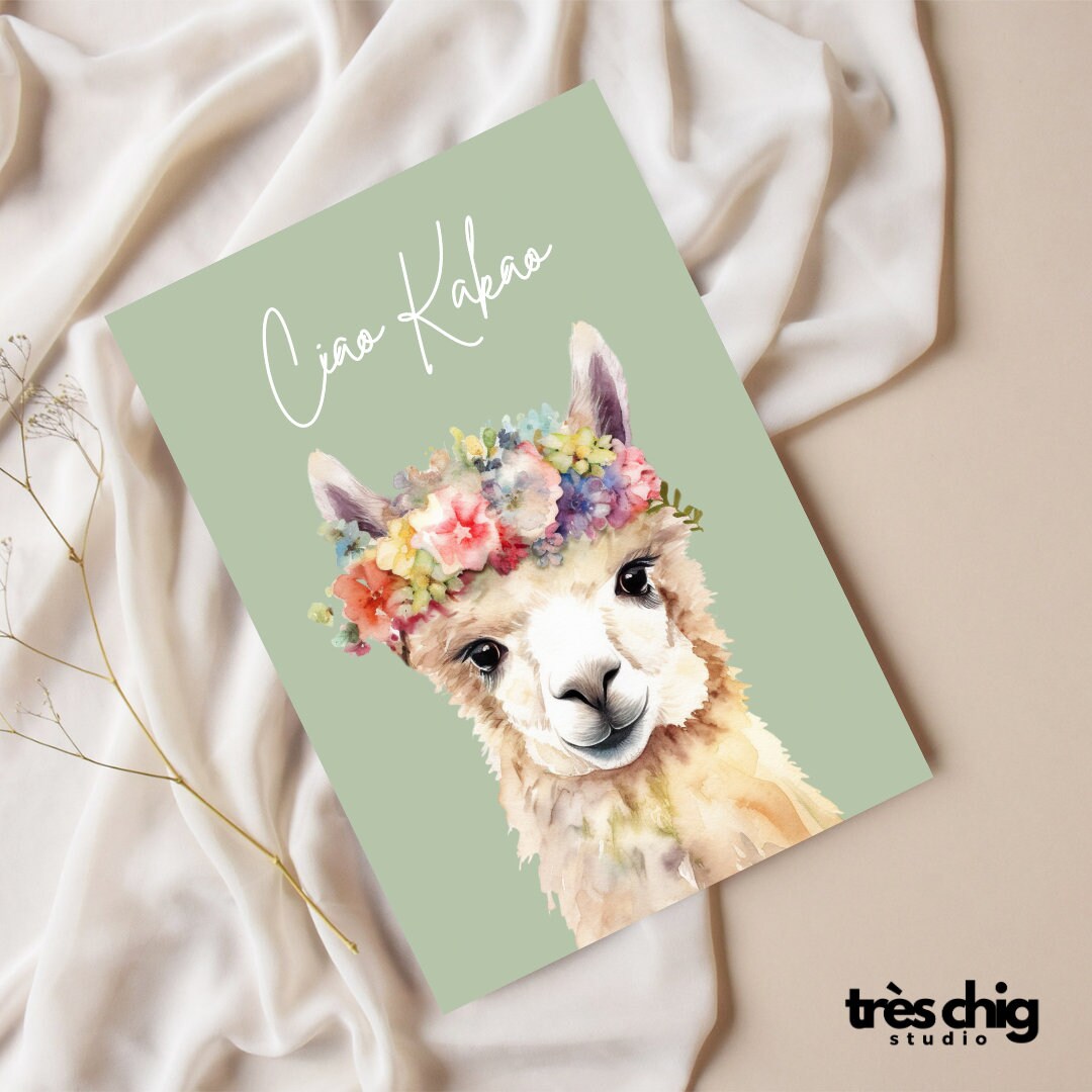Postcard ciao Cocoa Alpaca by Très Chig Studio - Etsy