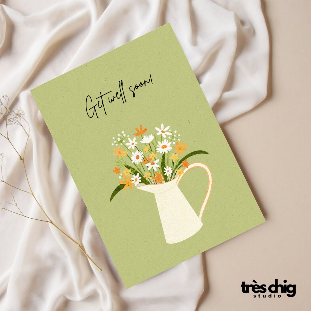 Postcard "get Well Soon Flowers" by Très Chig Studio, Gift Idea ...