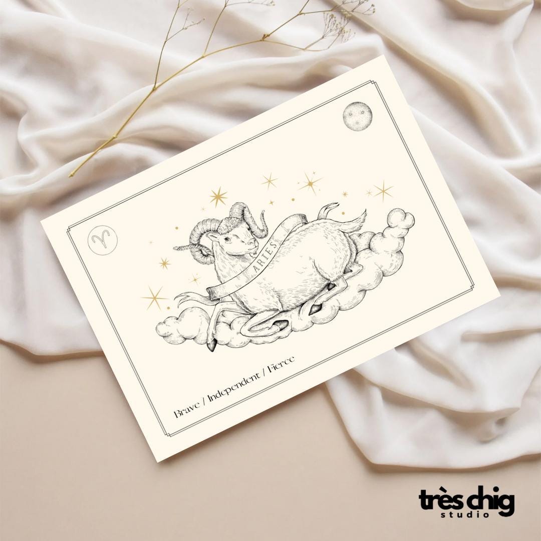 Postcard "aries Zodiac Sign" by Très Chig Studio, Birthday, Happy ...