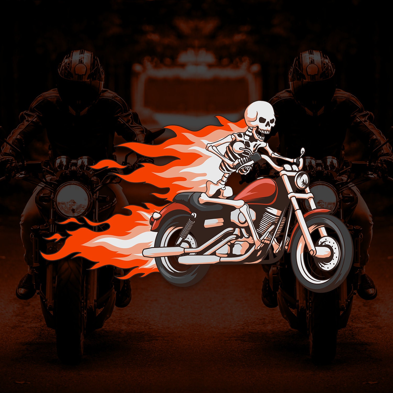 Skeleton Motorcycle Rider, Funny Motorcycle Sticker, Cool Motorcycle ...