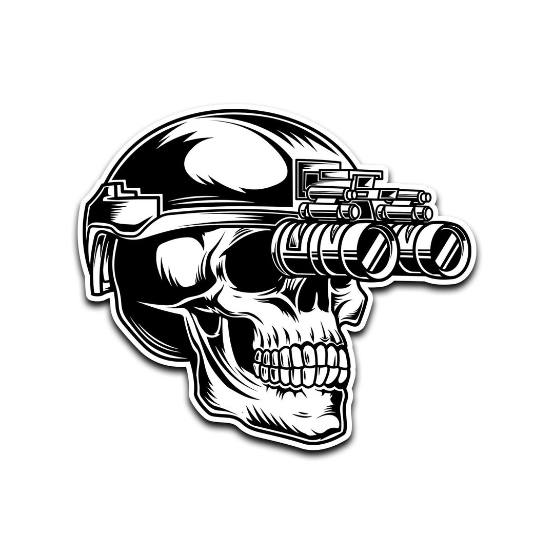 Night Vision Skull Sticker, Skull Operator, Skull Military Sticker ...